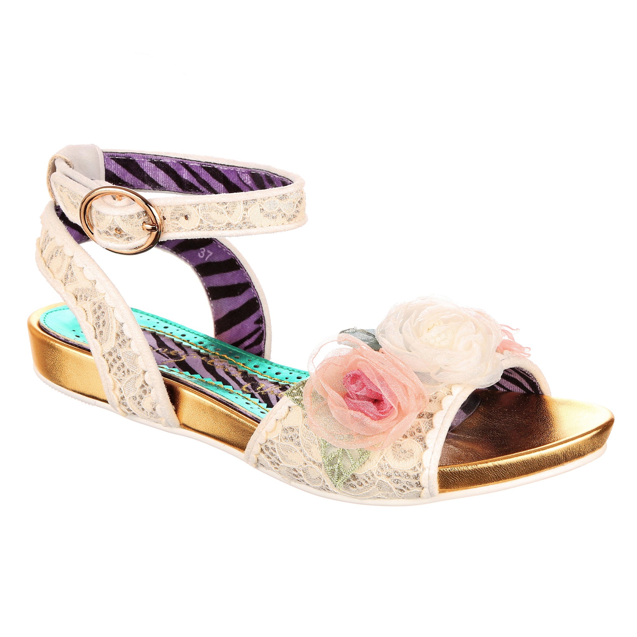 Irregular Choice | White Bridal Lace Flat Strappy Floral Sandals ...