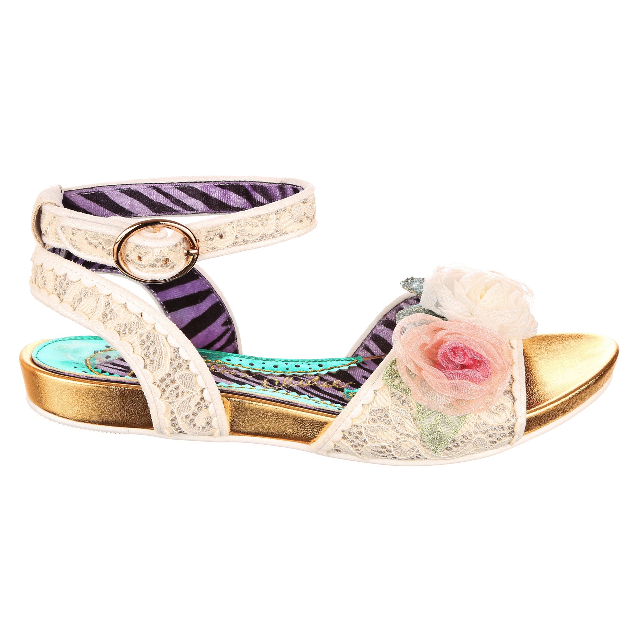 Irregular Choice | White Bridal Lace Flat Strappy Floral Sandals ...