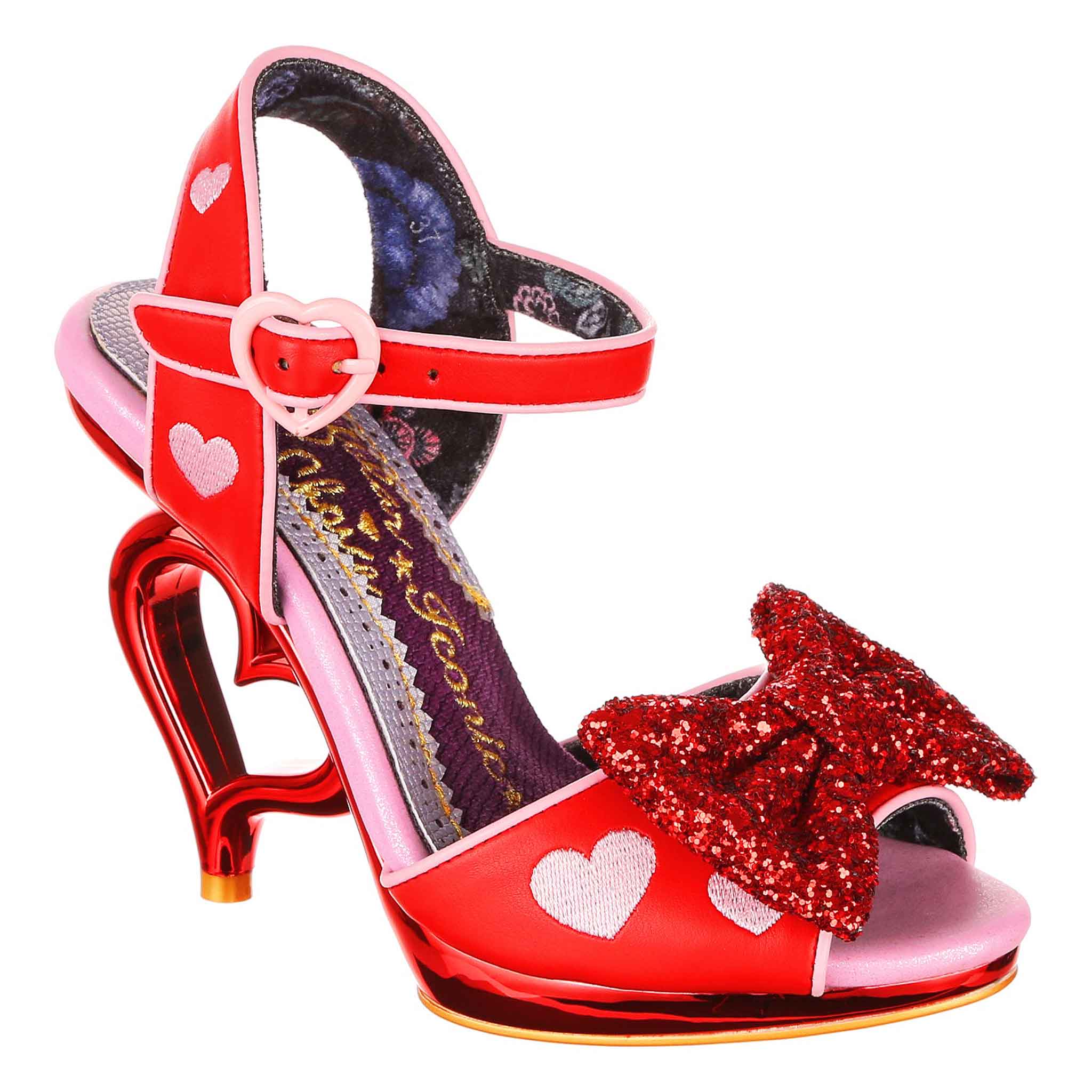 Irregular Choice | Red Love Heart Cut Out High Heel Sandals | Fluffy Love